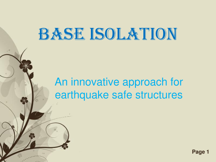 Base Isolation in Buildings