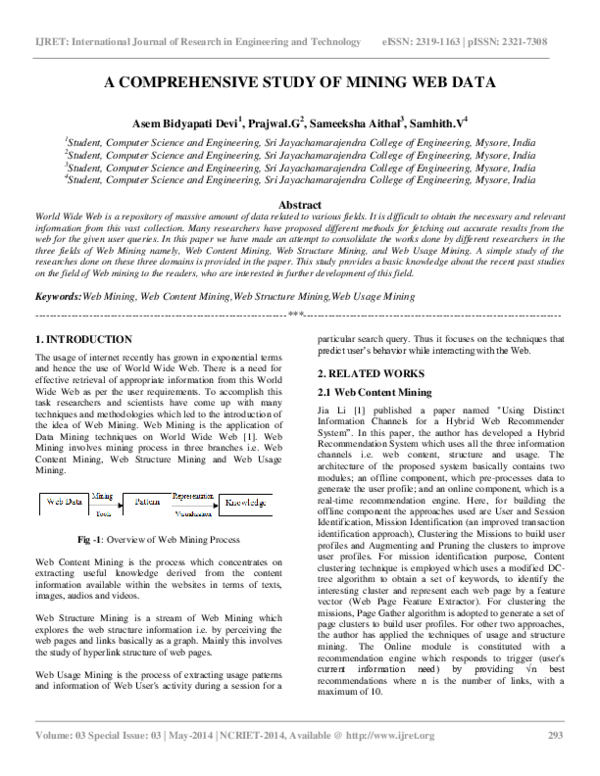 (PDF) A COMPREHENSIVE STUDY OF MINING WEB DATA