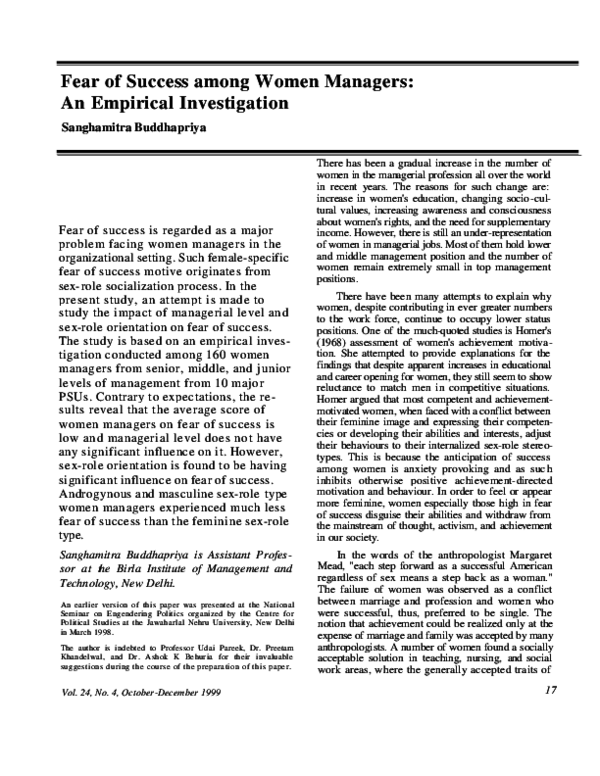 (PDF) Fear of success