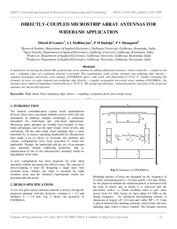 (PDF) DIRECTLY-COUPLED MICROSTRIP ARRAY ANTENNAS FOR WIDEBAND APPLICATION