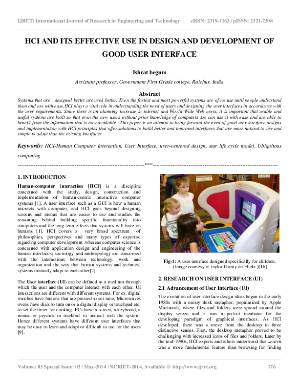Pdf Hci And Its Effective Use In Design And Development Of Good User Interface