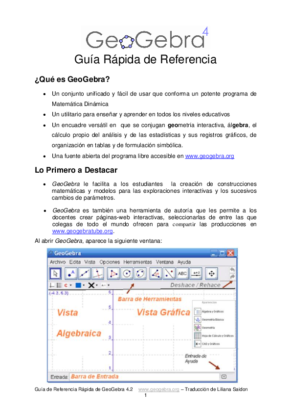(PDF) GeoGebra Quickstart