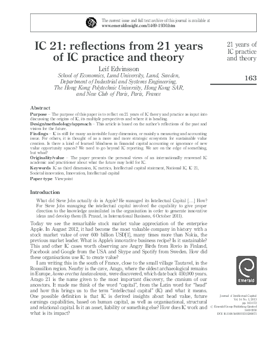 (PDF) IC 21: reflections from 21 years of IC practice and theory