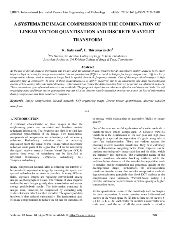 Pdf A Systematic Image Compression In The Combination Of Linear Vector Quantisation And 0464