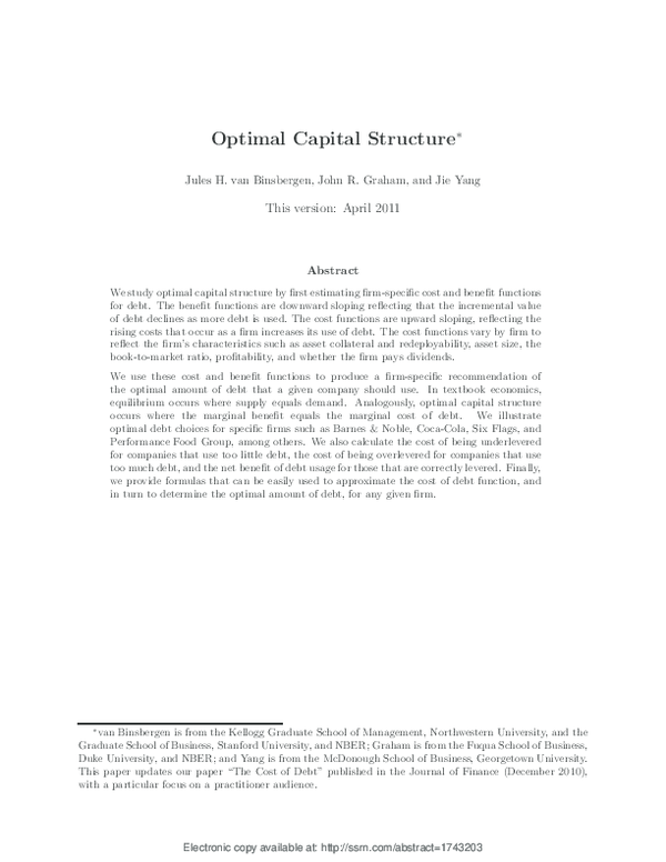 (PDF) Optimal Capital Structure