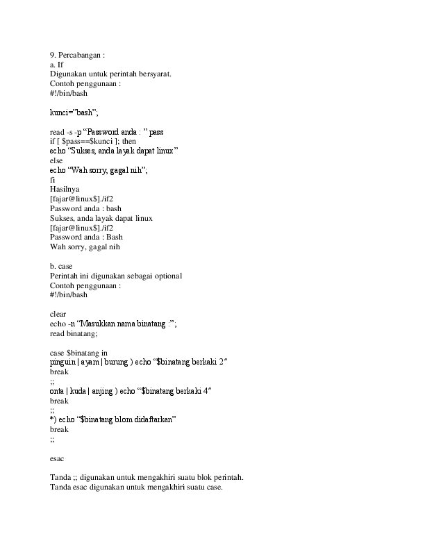(DOC) Contoh pemrograman shell