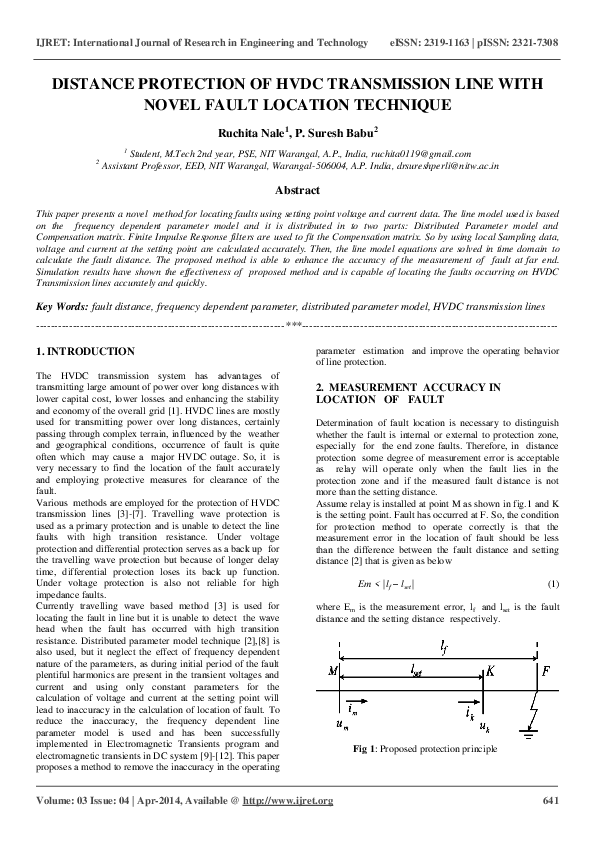 Pdf Hvdc Fault Location Using Novel Technique