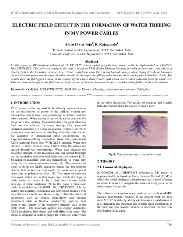 (PDF) ELECTRIC FIELD EFFECT IN THE FORMATION OF WATER TREEING IN MV ...