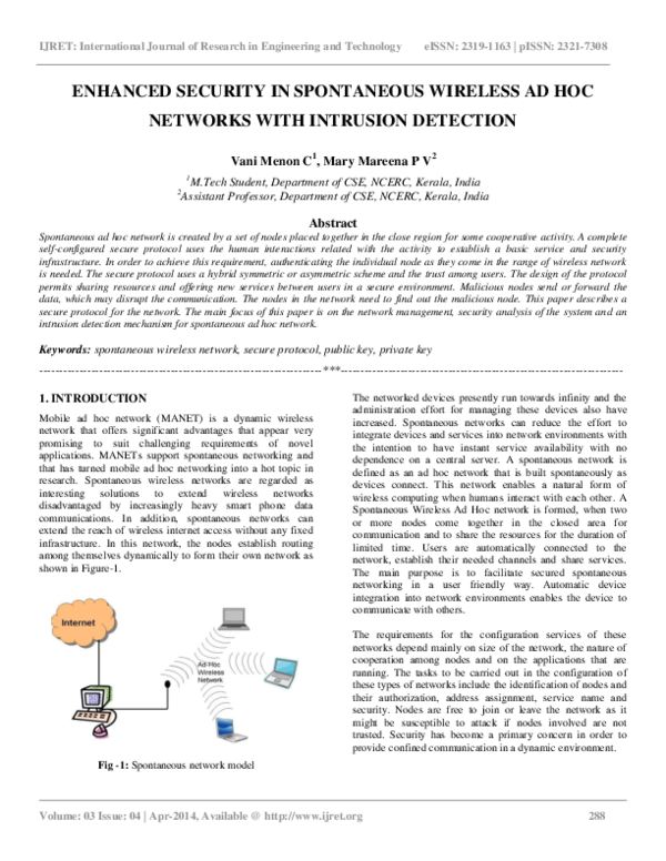 (PDF) SECURITY IN AD-HOC NETWORKS | Editor IJRET - Academia.edu