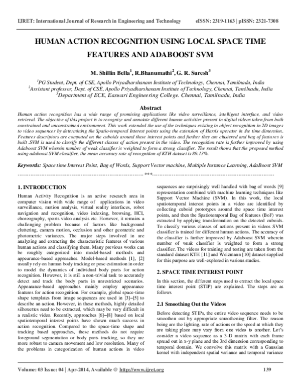 Pdf Human Action Recognition Using Local Space Time Features And