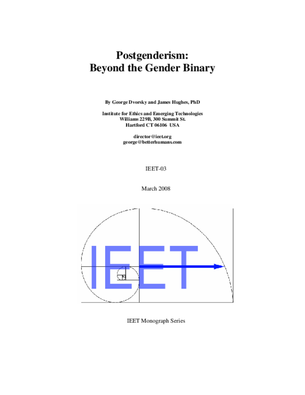 (PDF) Postgenderism: Beyond the Gender Binary | George Dvorsky ...