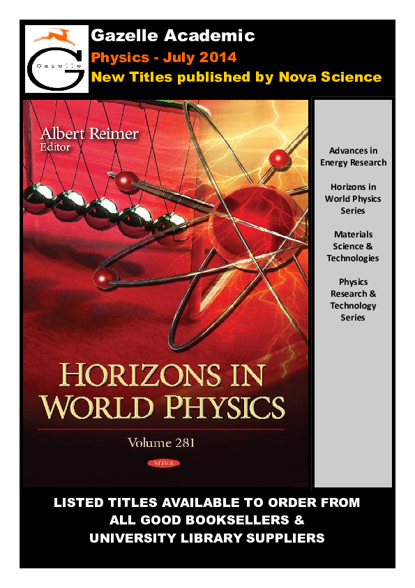 (PDF) Physics supplement (Nova Science titles - July 2014)