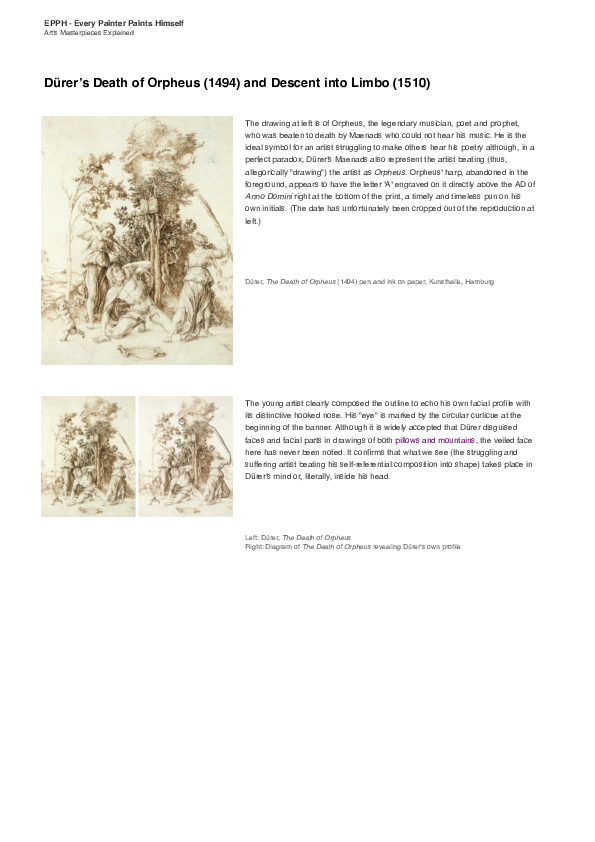 (PDF) Durer's Death of Orpheus (1494) and Descent into Limbo (1510)