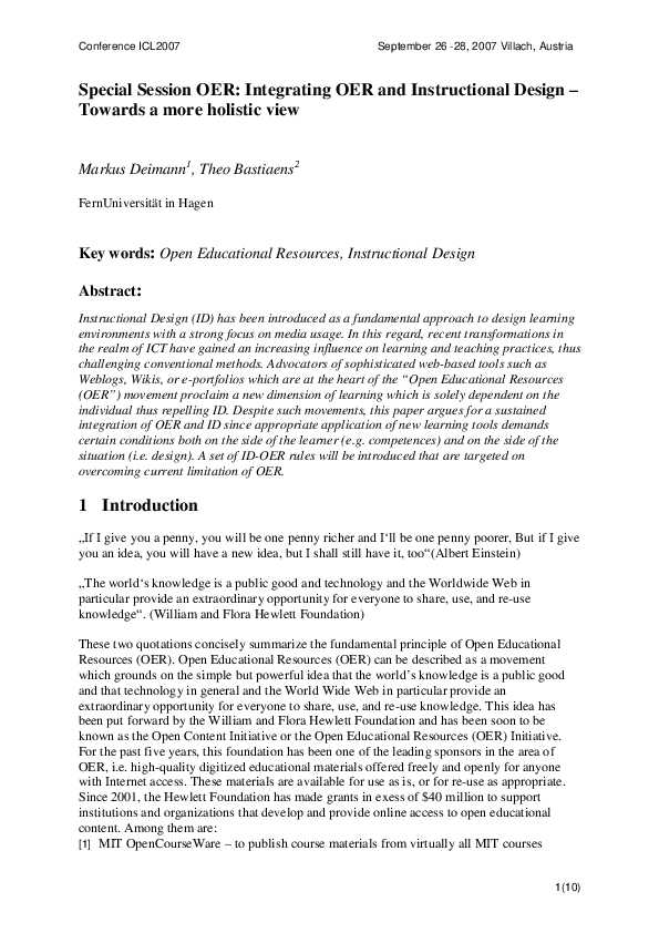 (PDF) Special Session OER: Integrating OER and Instructional Design ...
