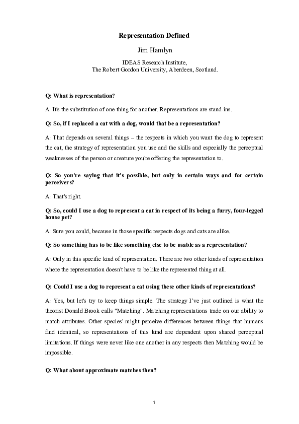 (PDF) Representation Defined