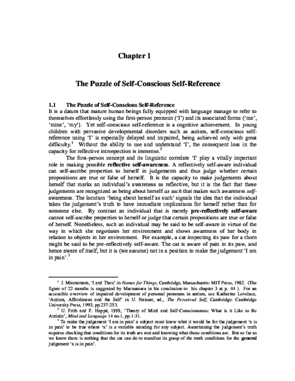 (PDF) Self-Conscious Self-Reference (An Overview of Some Theories)