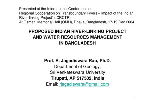 (PDF) Proposed Indian river-linking project and water resources ...