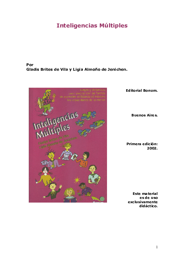 (PDF) Inteligencias Múltiples