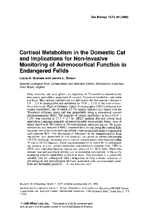 Cortisol metabolism in the domestic cat and implications for non ...