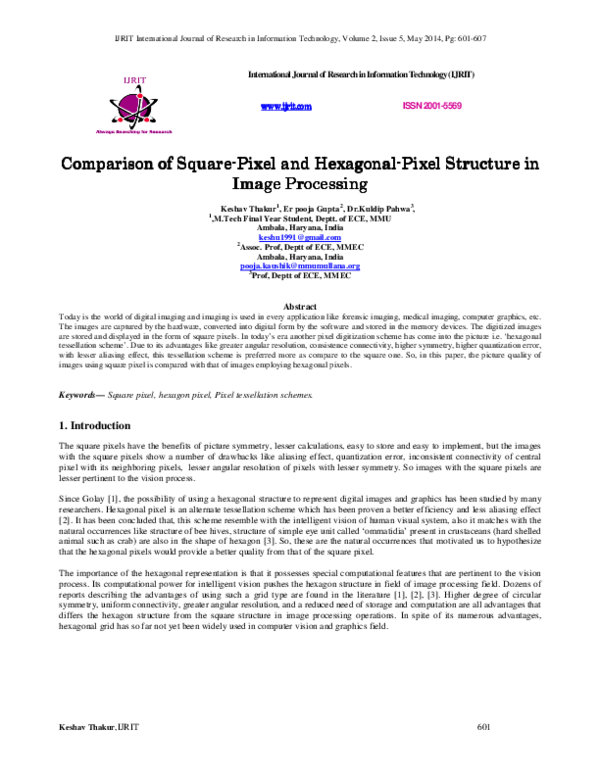 Pdf Squarehexagonalcomparison Of Square Pixel And Hexagonal Pixel Structure In Image Processing