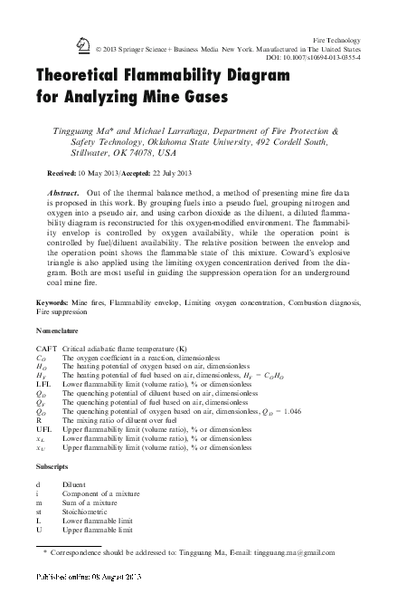 (PDF) Theoretical Flammability Diagram for Analyzing Mine Gases