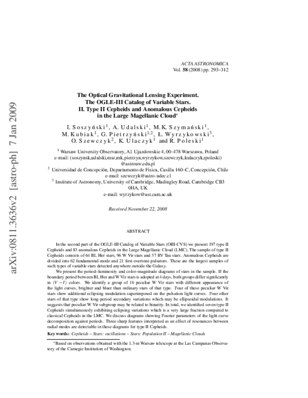 Pdf The Optical Gravitational Lensing Experiment The Ogle Iii