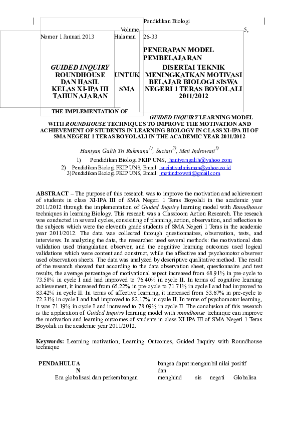 (DOC) PENERAPAN MODEL PEMBELAJARAN GUIDED INQUIRY DISERTAI TEKNIK ROUNDHOUSE