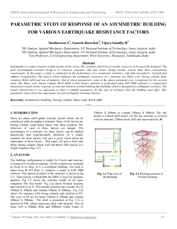 (PDF) PARAMETRIC STUDY OF RESPONSE OF AN ASYMMETRIC BUILDING FOR ...