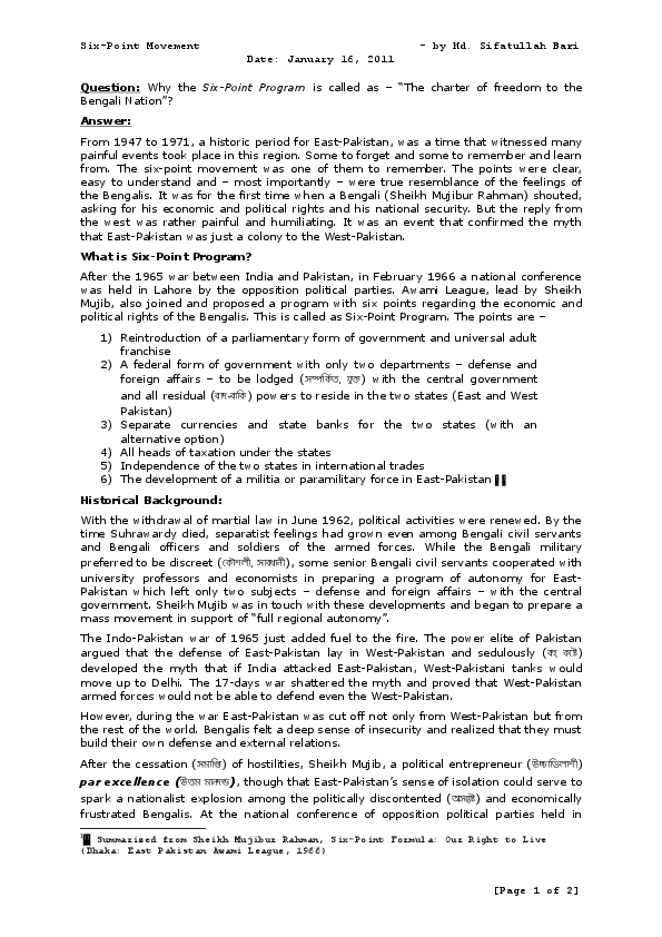 (DOC) Question: Why the Six-Point Program