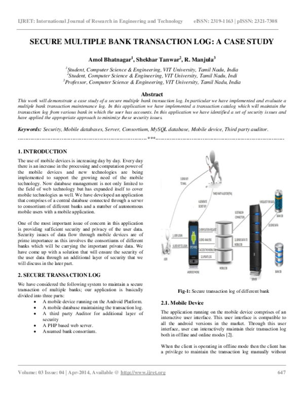 (PDF) SECURE MULTIPLE BANK TRANSACTION LOG: A CASE STUDY
