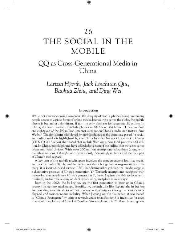 (PDF) THE SOCIAL IN THE MOBILE QQ as Cross-Generational Media in China by Larissa Hjorth, Jack ...
