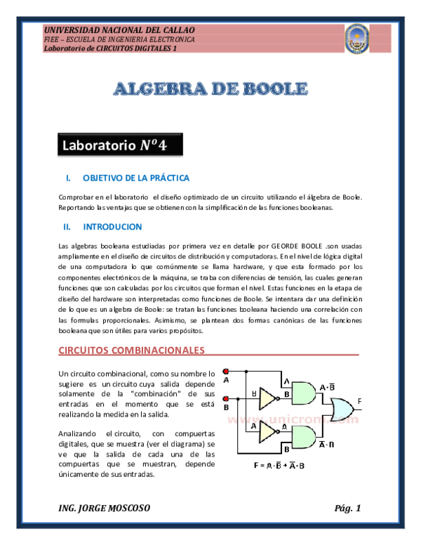 (DOC) ALGEBRA DE BOOLE