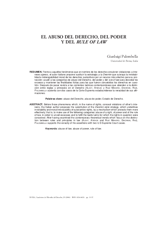 (PDF) EL ABUSO DEL DERECHO, DEL PODER Y DEL RULE OF LAW