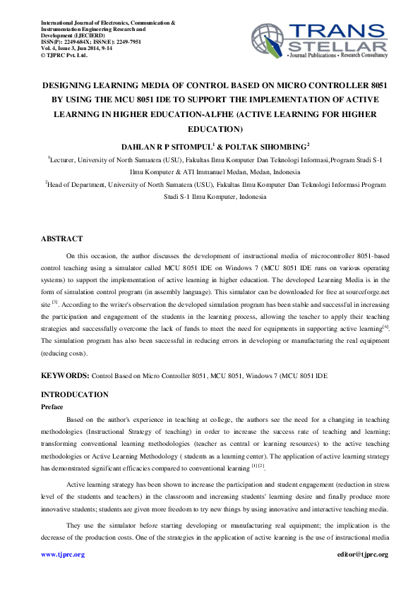 (PDF) DESIGNING LEARNING MEDIA OF CONTROL BASED ON MICRO CONTROLLER 8051 BY USING THE MCU 8051 ...