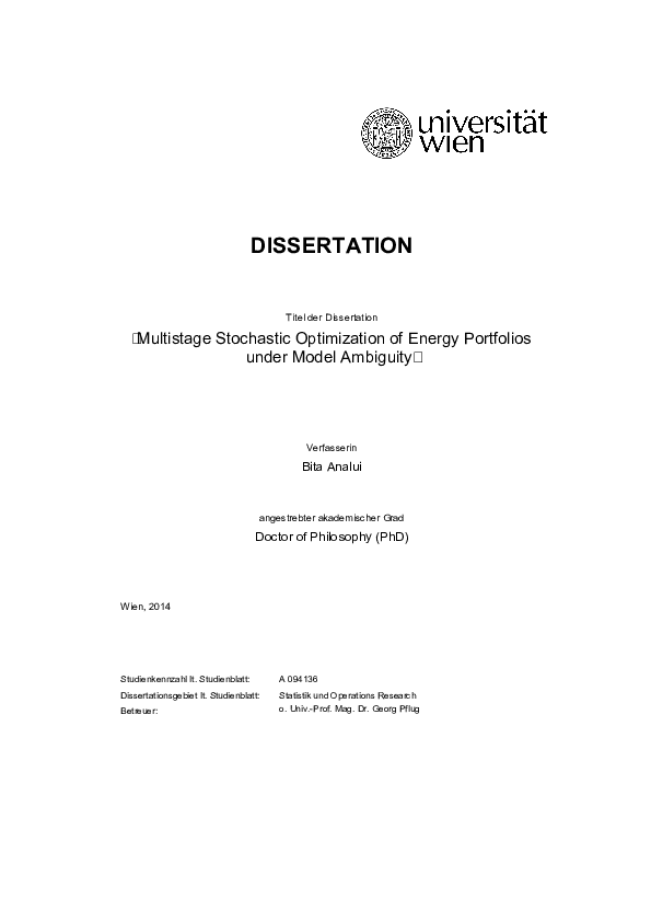 Pdf Stochastic Optimization Of Energy Portfolios With Ambiguity