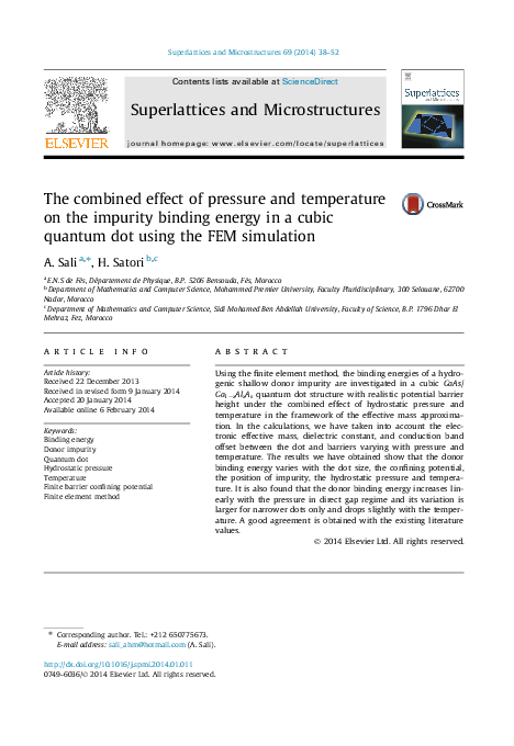(PDF) The combined effect of pressure and temperature on the impurity binding energy in a cubic ...