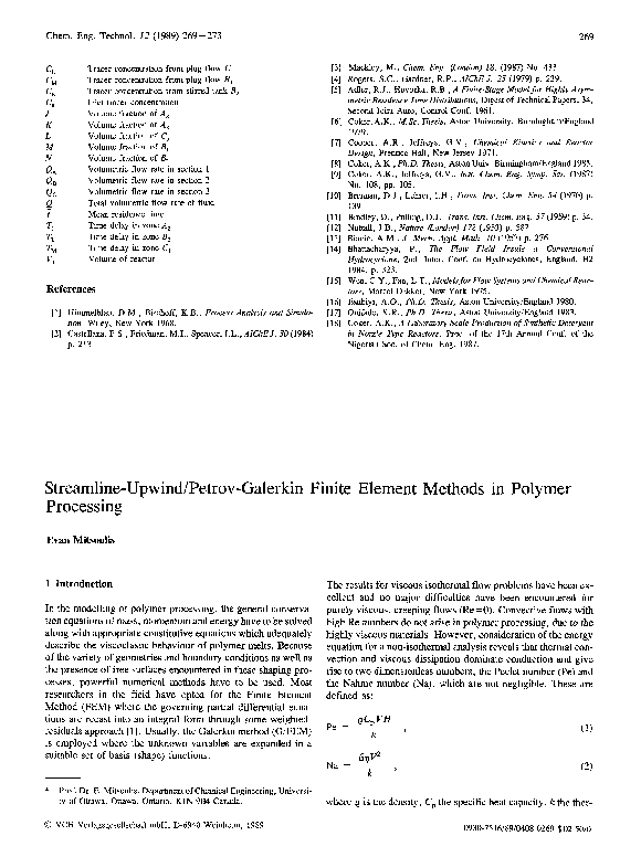 (PDF) Streamline-Upwind/Petrov-Galerkin Finite Element Methods in Polymer Processing