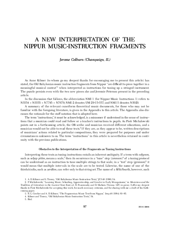 Pdf A New Interpretation Of The Nippur Music Instruction Fragments