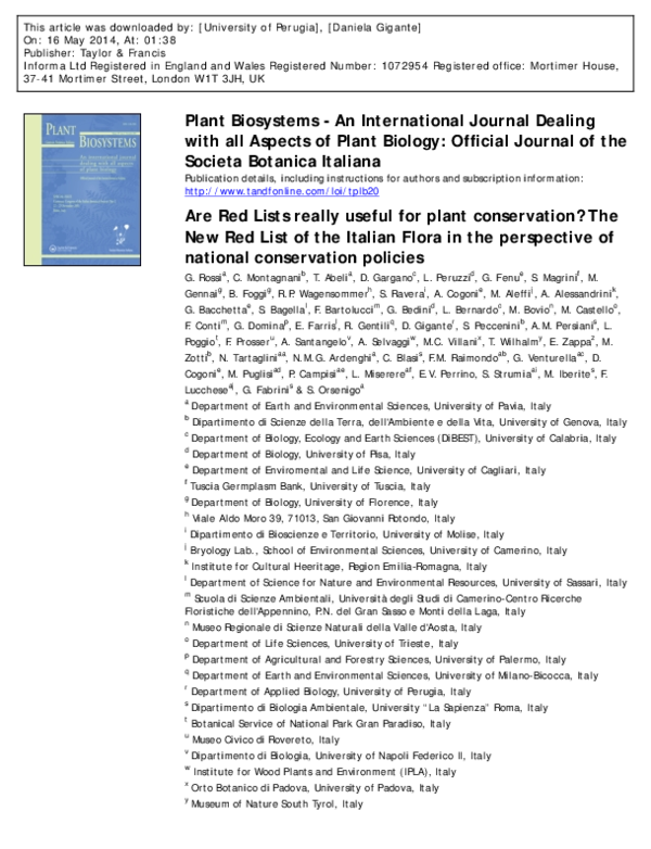 (PDF) Are Red Lists really useful for plant conservation? The New Red ...