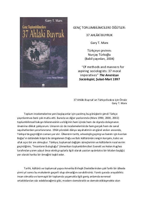 (PDF) (Translation in Turkish: N. T.) Gary T. Marx “Of methods and ...