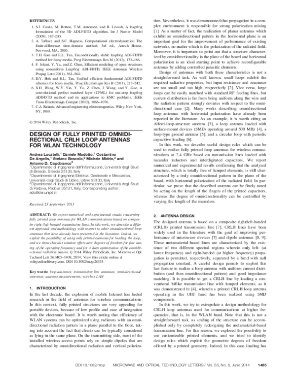 (PDF) DESIGN OF FULLY PRINTED OMNIDI- RECTIONAL CRLH LOOP ANTENNAS FOR ...