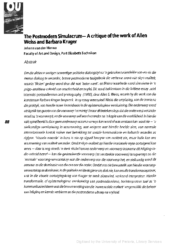 (PDF) The Postmodern Simulacrum-A critique of the work of Allen Weiss ...