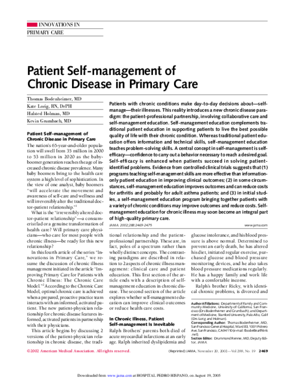 (PDF) Patient Self-management of Chronic Disease in Primary Care