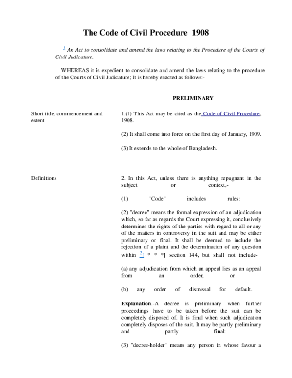 (PDF) The Code of civil procedure 1908