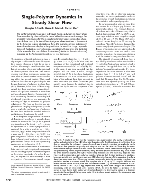 (PDF) Single-Polymer Dynamics in Steady Shear Flow