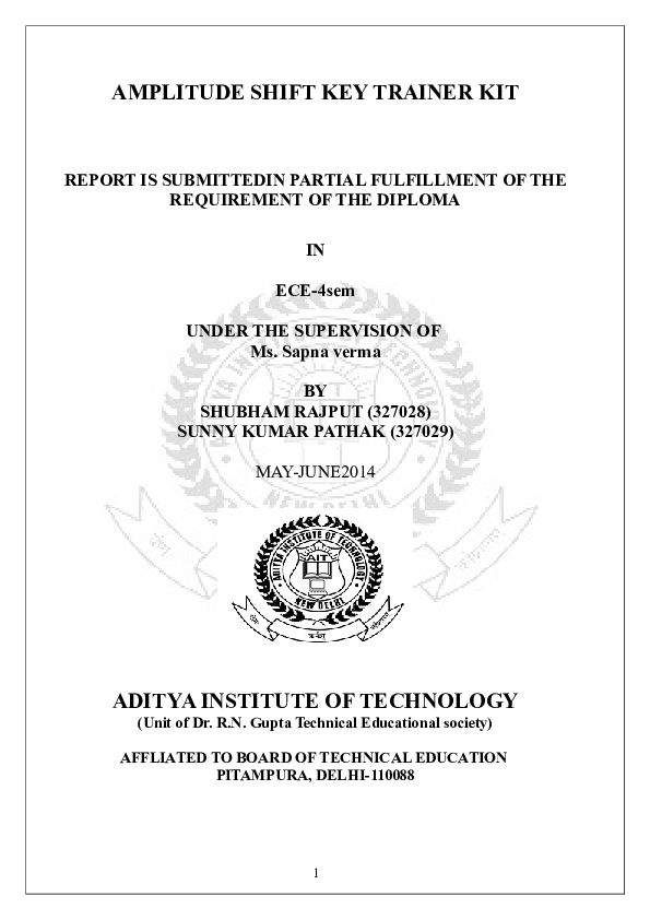 (DOC) AMPLITUDE SHIFT KEY TRAINER KIT REPORT IS SUBMITTEDIN PARTIAL ...