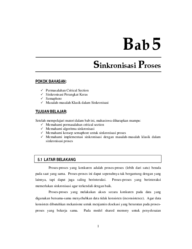 (PDF) Sinkronisasi Proses (Sistem Operasi)