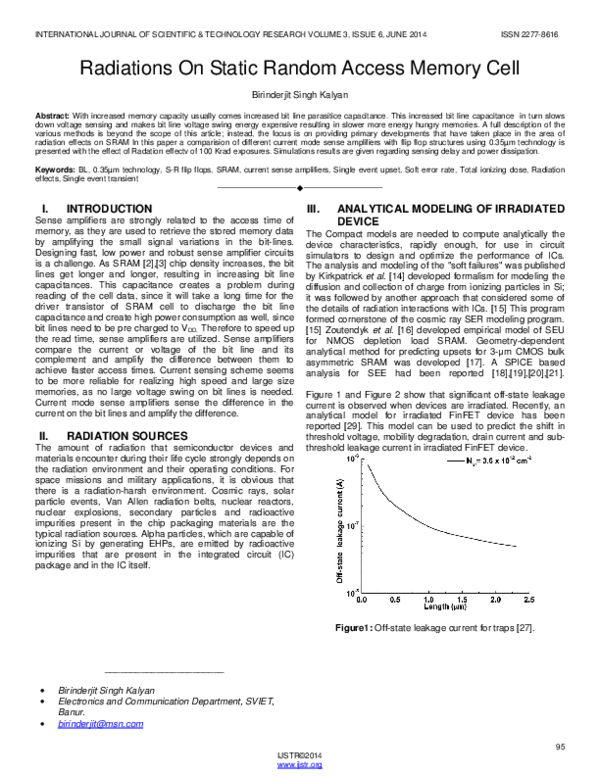 Pdf Radiations On Static Random Access Memory Cell