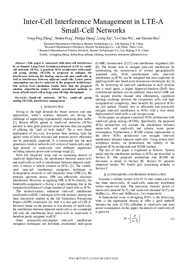 (PDF) Inter-Cell Interference Management in LTE-A Small-Cell Networks