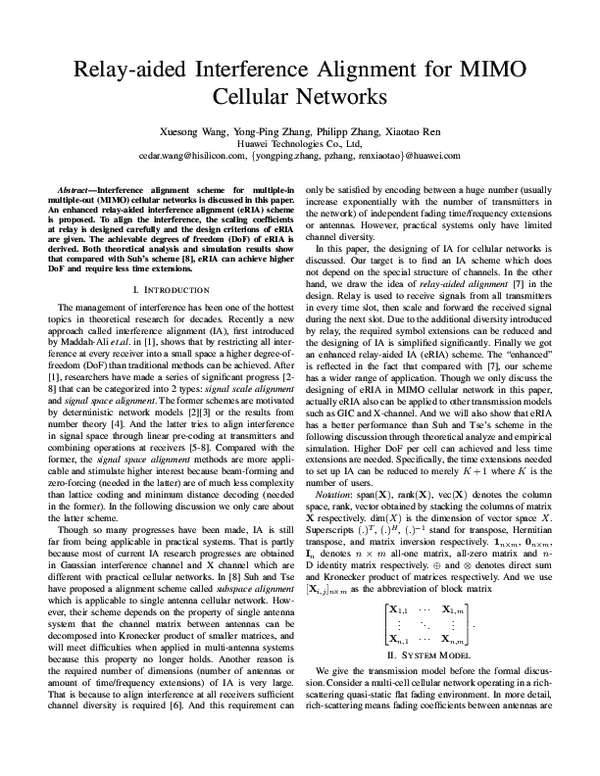 (PDF) Relay-aided Interference Alignment for MIMO Cellular Networks